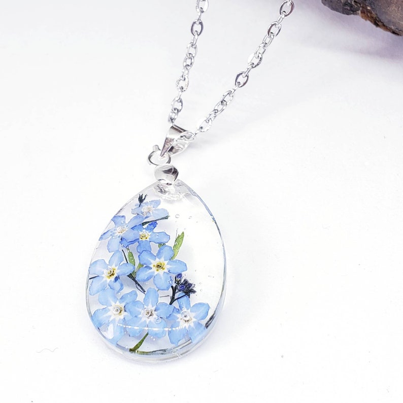 Forget-Me-Not Pendant Necklace / Flower Necklace / Real Flower | Etsy