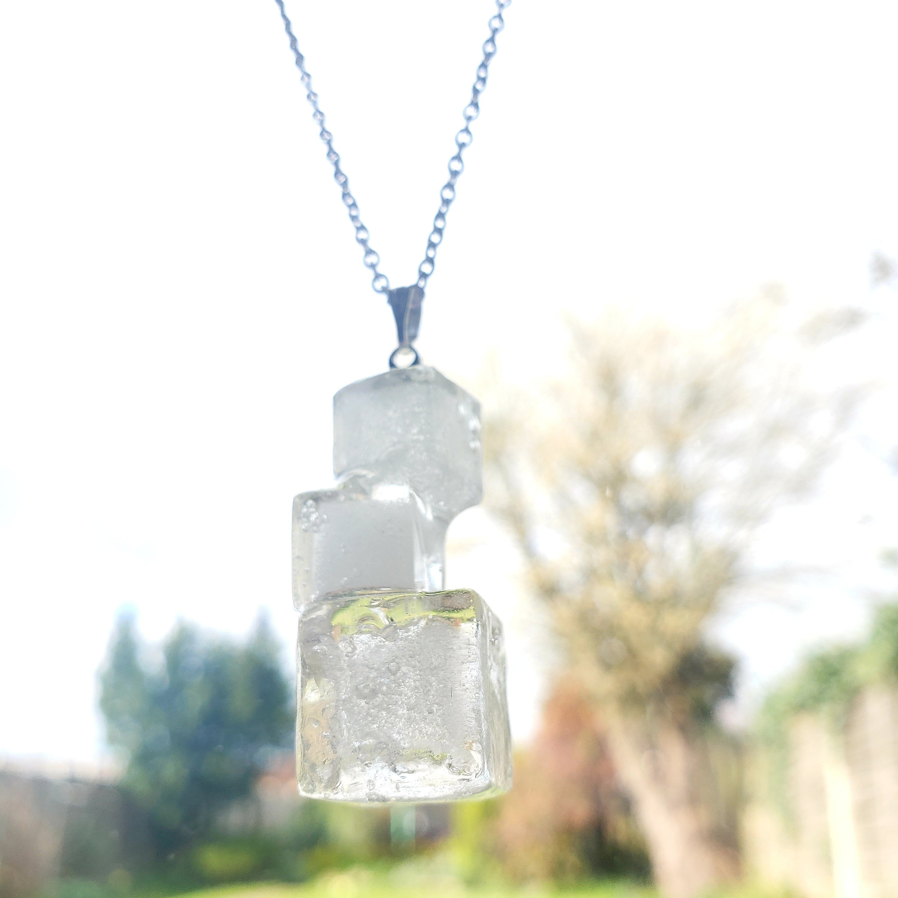 Ice Cubes Pendant Necklace / Ice Cube Jewellery / Ice Resin - Etsy UK
