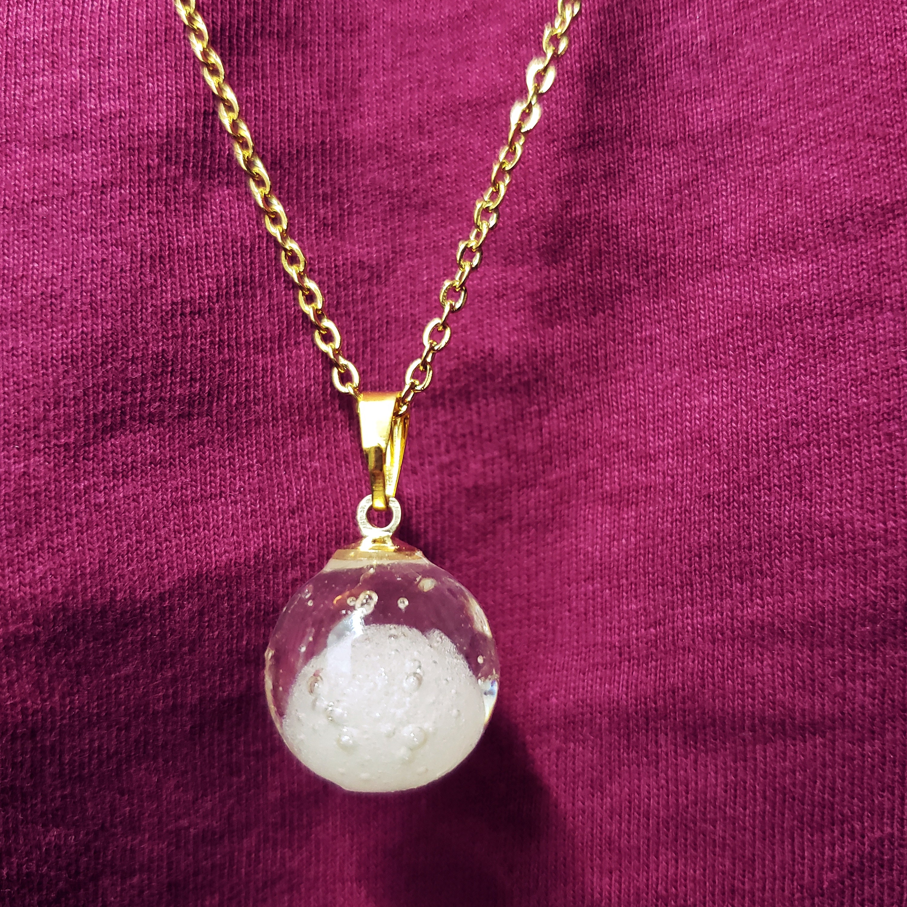 Round Ice Cube Pendant Necklace / Ice Cube Jewellery / Resin Jewellery ...