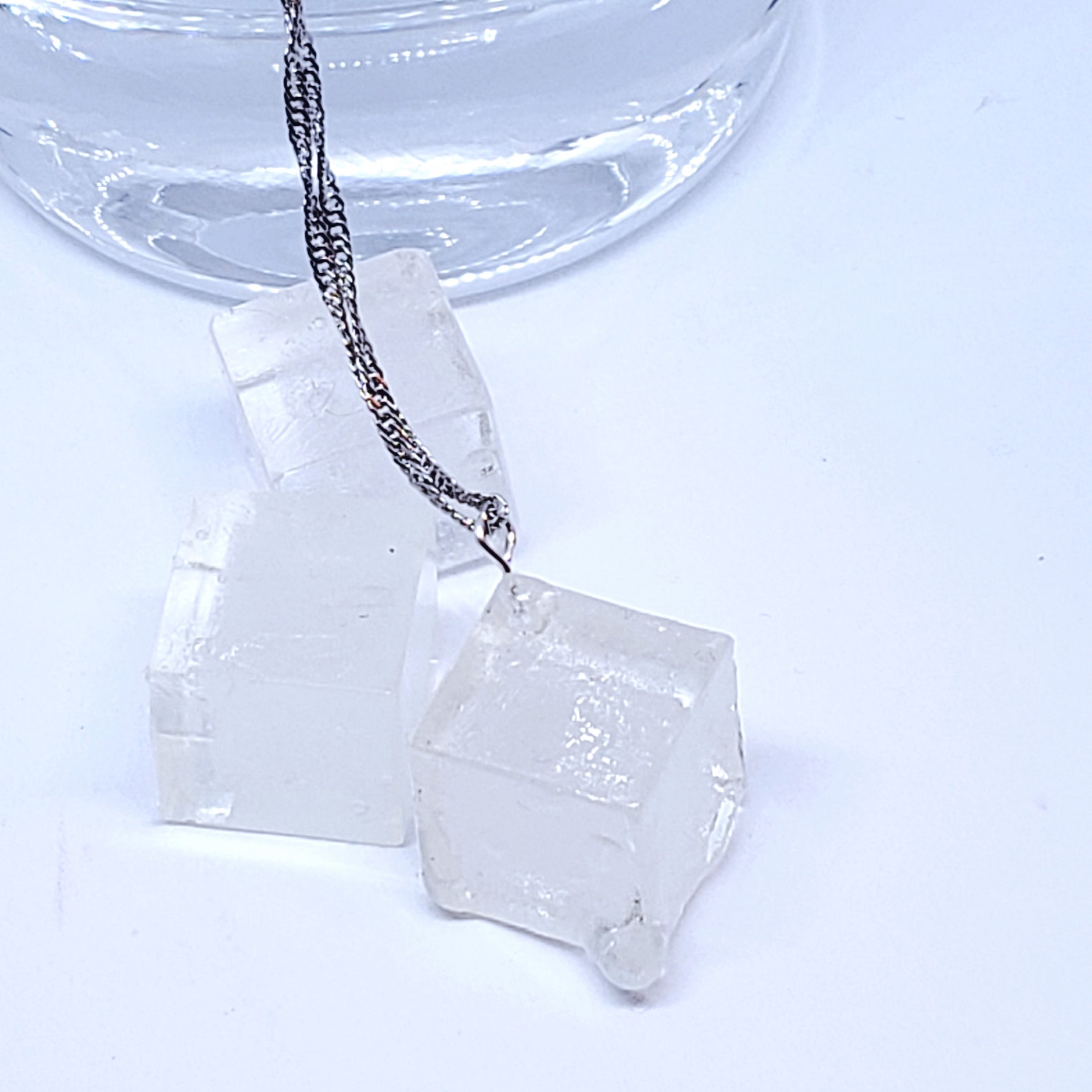 Melting Ice Cube Pendant Necklace / Ice Cube Jewellery / Resin ...