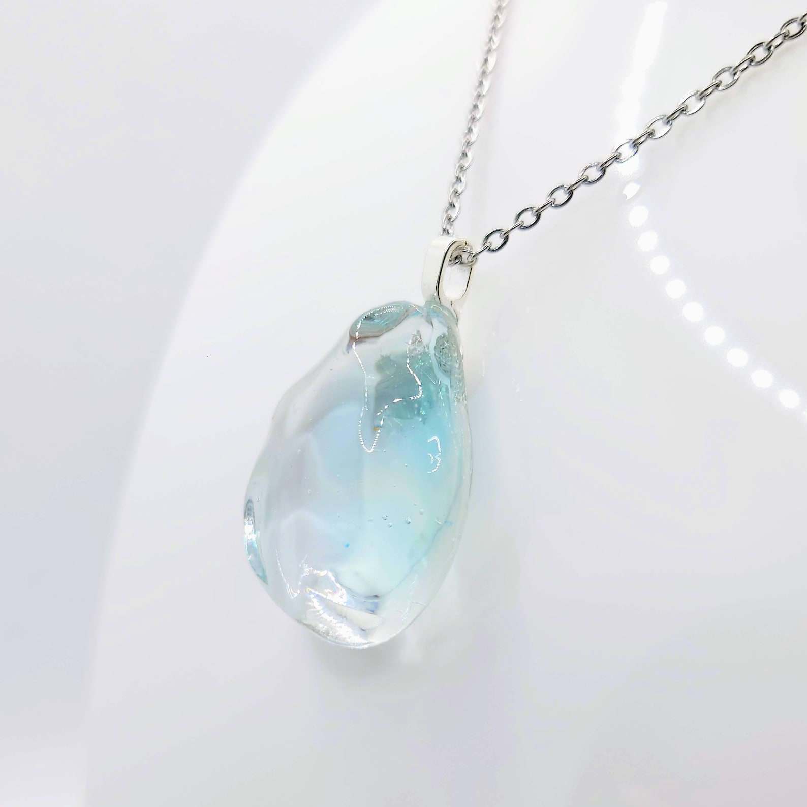 Water Ripple Raindrop Pendant Necklace / Water Ripple Iridescent ...