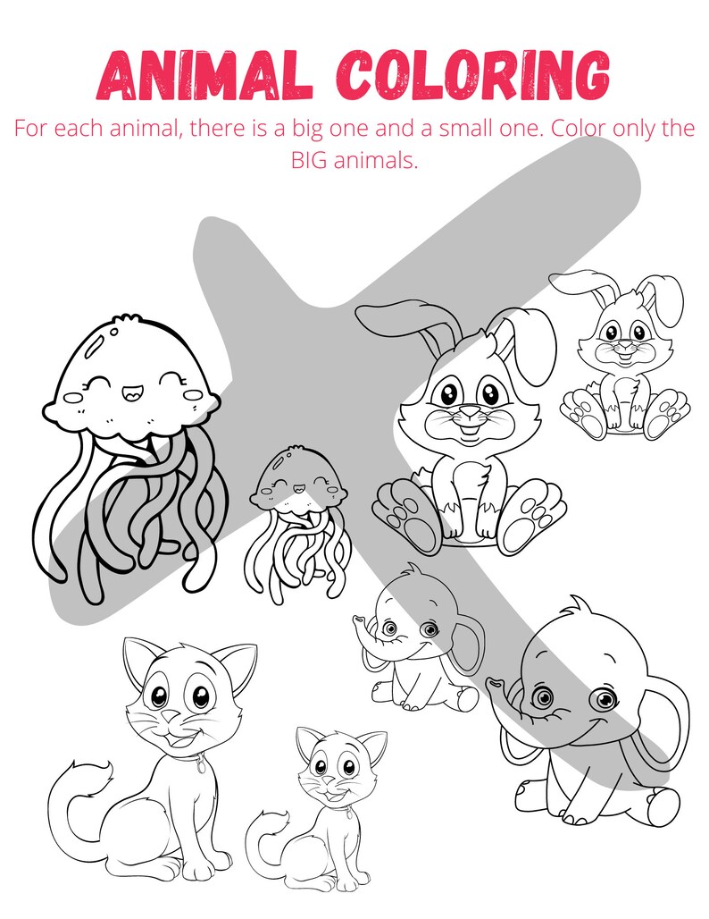 Big Vs. Small Activity Worksheets for Preschoolers - Etsy