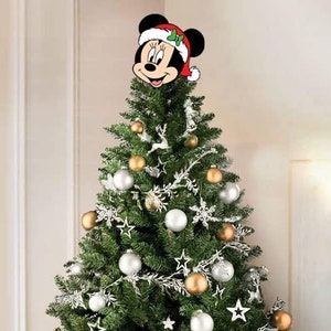 Hand Painted Disney Minnie Mouse Face Christmas Tree Topper/ Wooden ...