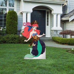 Hand Painted Disney Little Mermaid Ariel Pirate Yard Art Set/ Disney ...