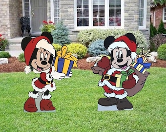 Disney Mickey and Minnie CHRISTMAS Yard Art Set/disney Yard | Etsy