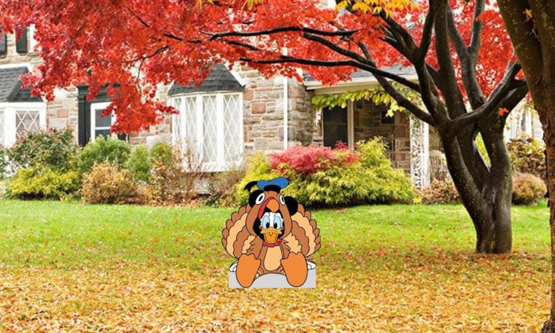 Hand Painted Disney Donald Duck Turkey/thanksgiving Yard Art/ Disney ...