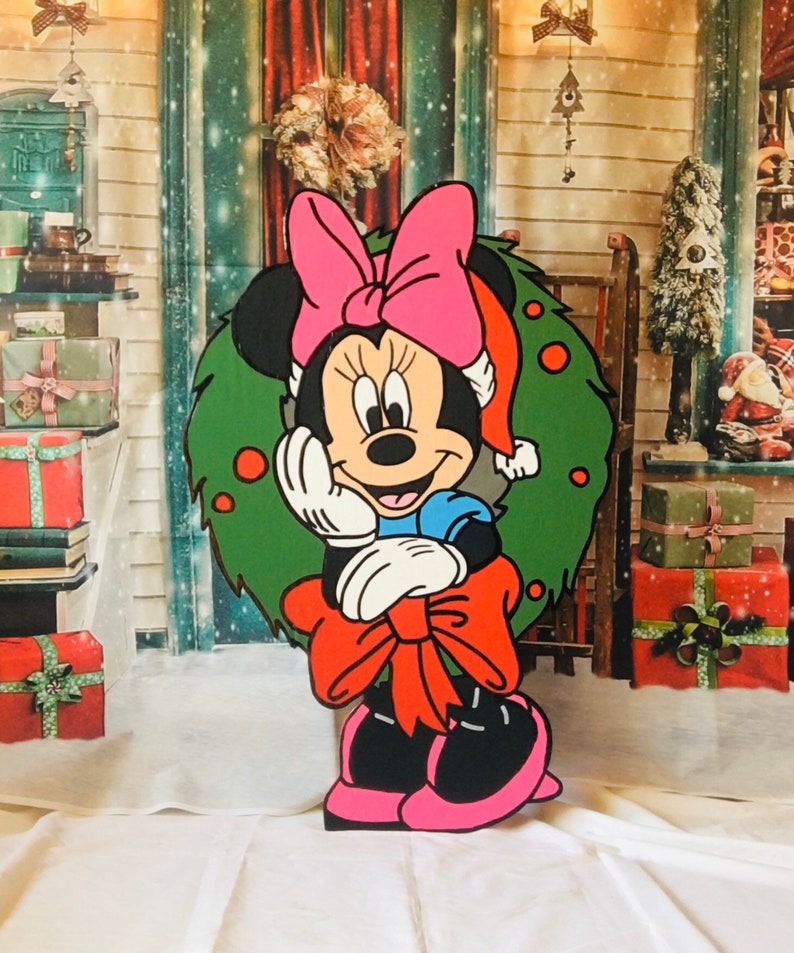 Disney Mickey And Minnie Christmas Yard Art Set Disney Yard Etsy