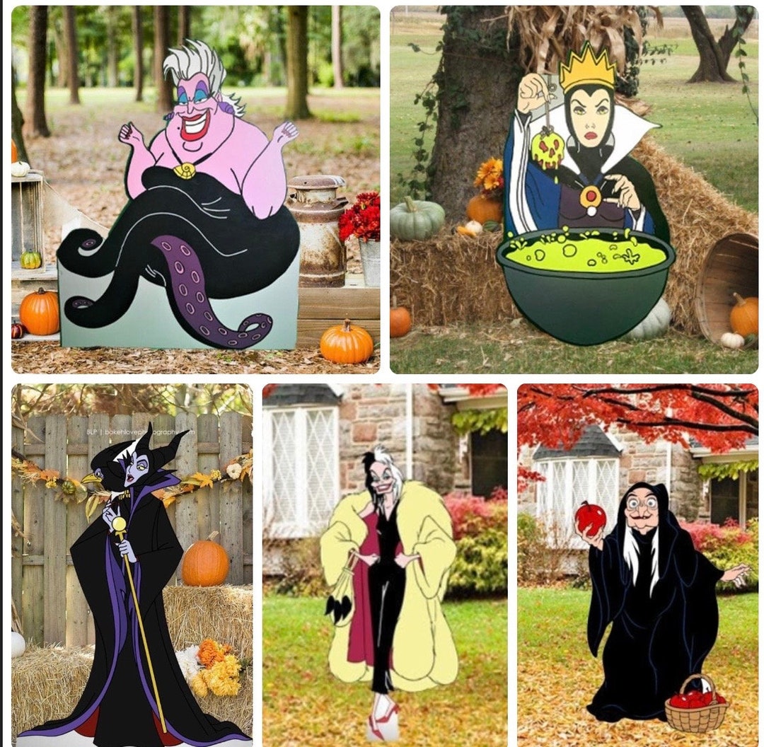 Hand Painted Disney Villain Collection/ Disney Yard Art/disney ...