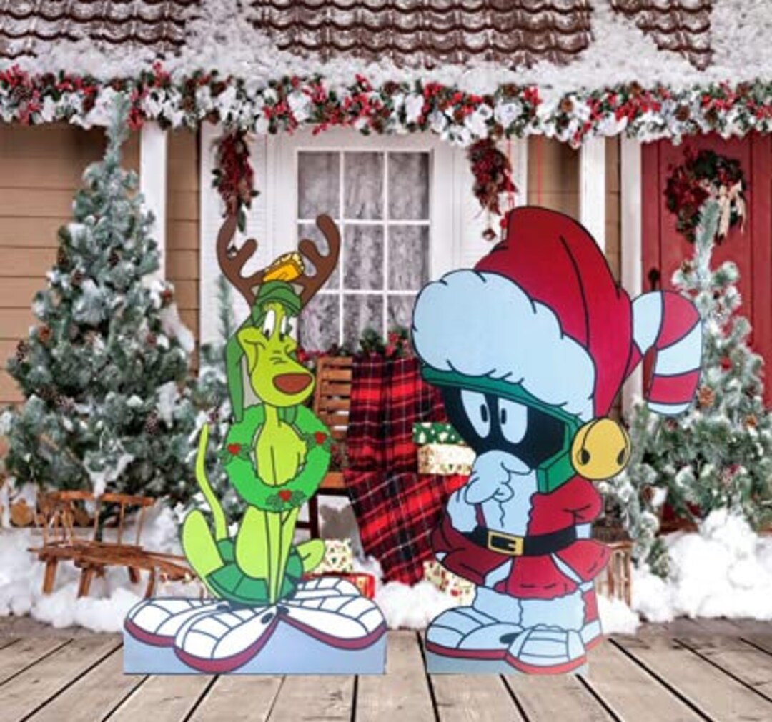 Hand Painted Marvin the Martian and K-9 Christmas Yard Art/ Looney ...