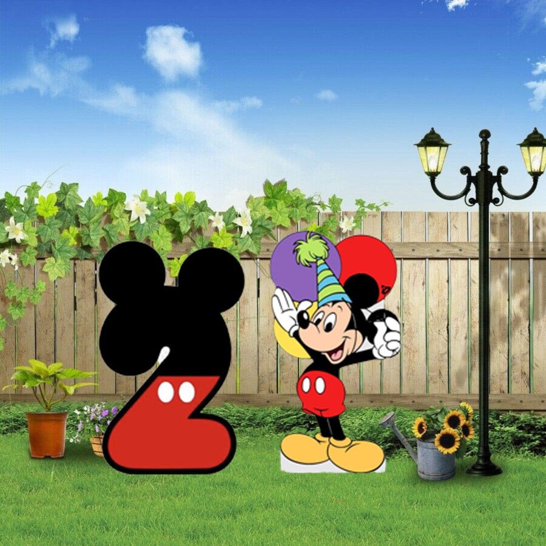 Hand Painted Disney Birthday Second Birthday Mickey Mouse Yard - Etsy