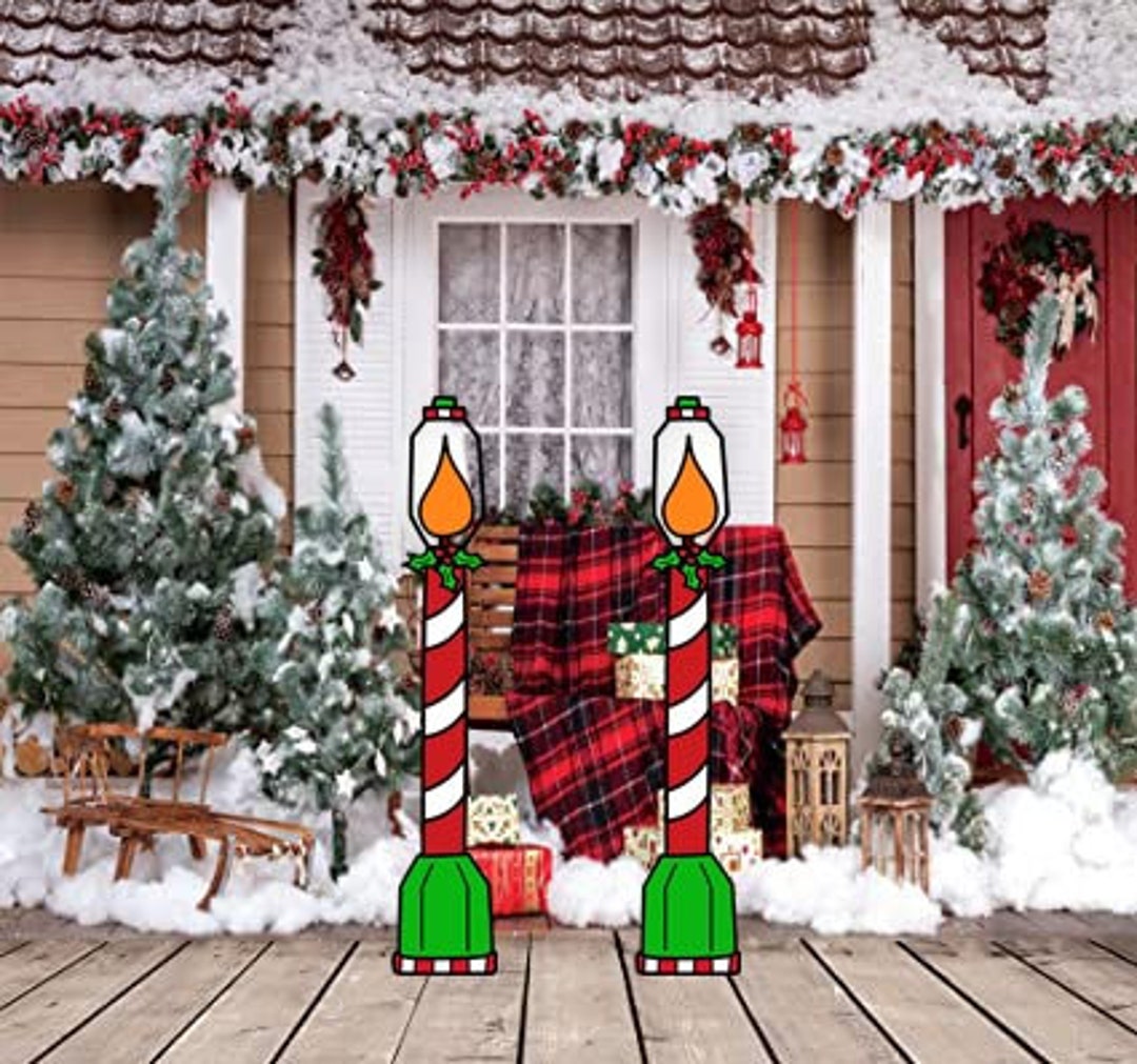 Hand Painted CHRISTMAS Lamp Posts Yard Art Set/disney Yard Art/ Disney ...
