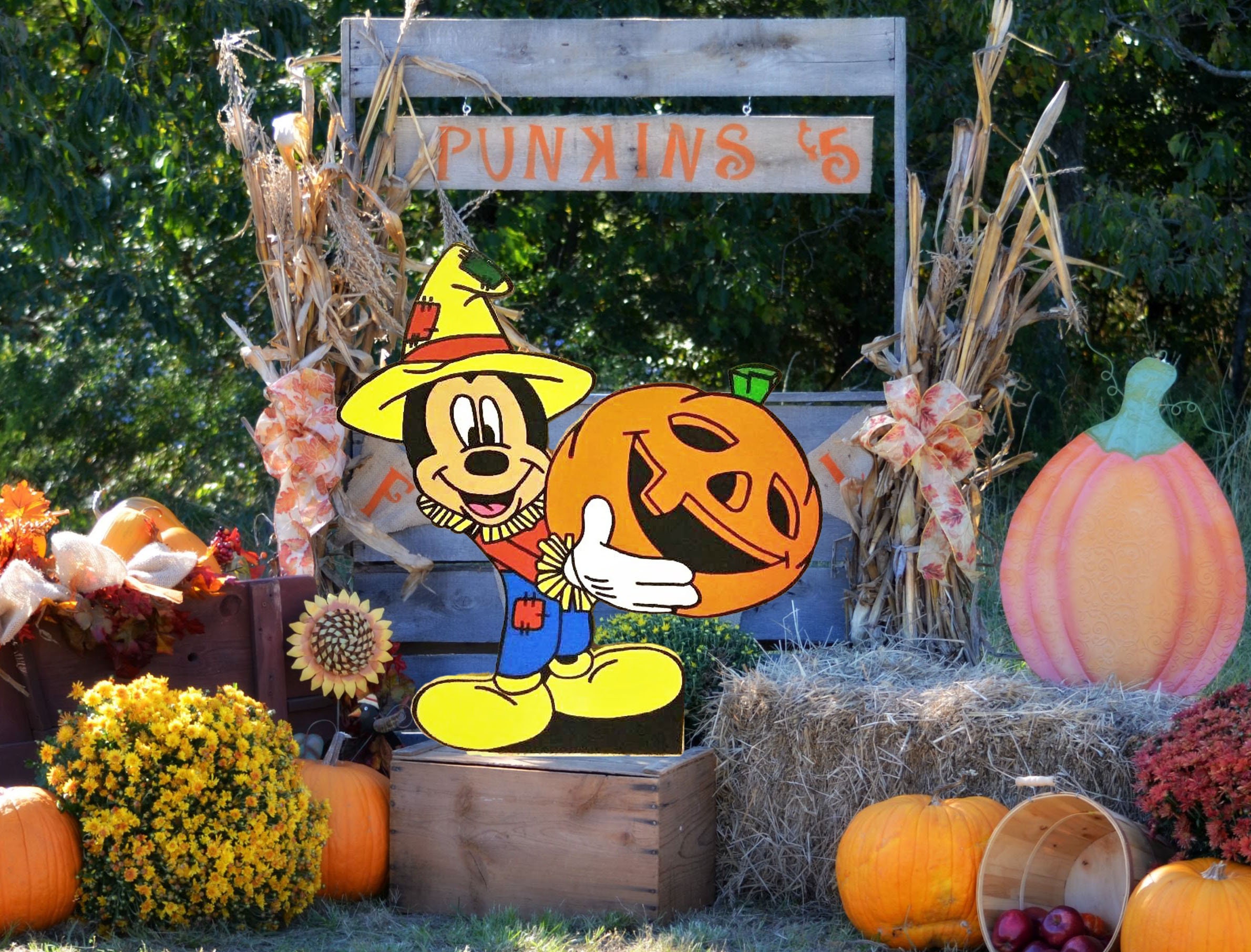 Hand Painted Disney Scarecrow Mickey Mouse Halloween/ Fall - Etsy