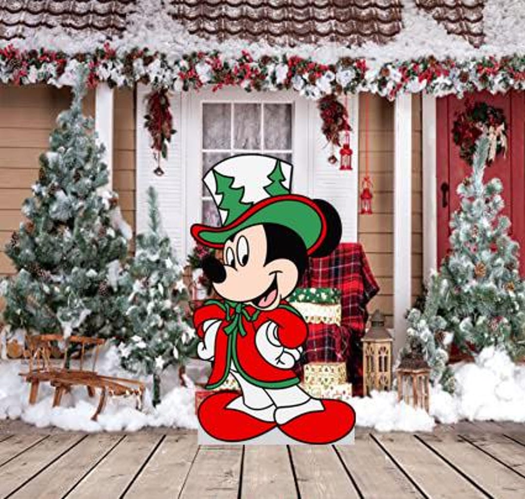 Hand Painted Disney Mickey Mouse CHRISTMAS Yard Art Set/disney Yard Art ...