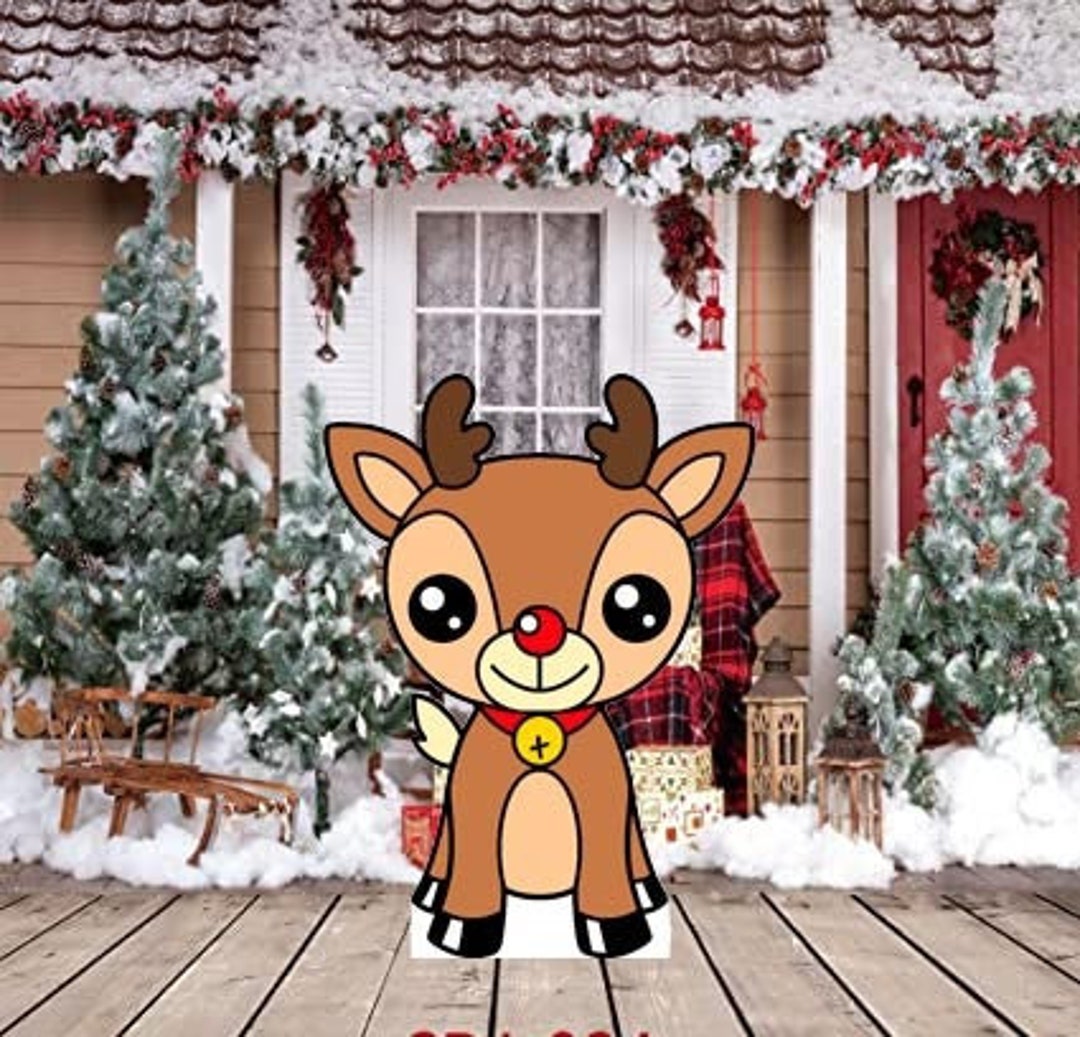 Hand Painted Baby Rudolph the Red Nosed Reindeer Yard Art/ Christmas ...