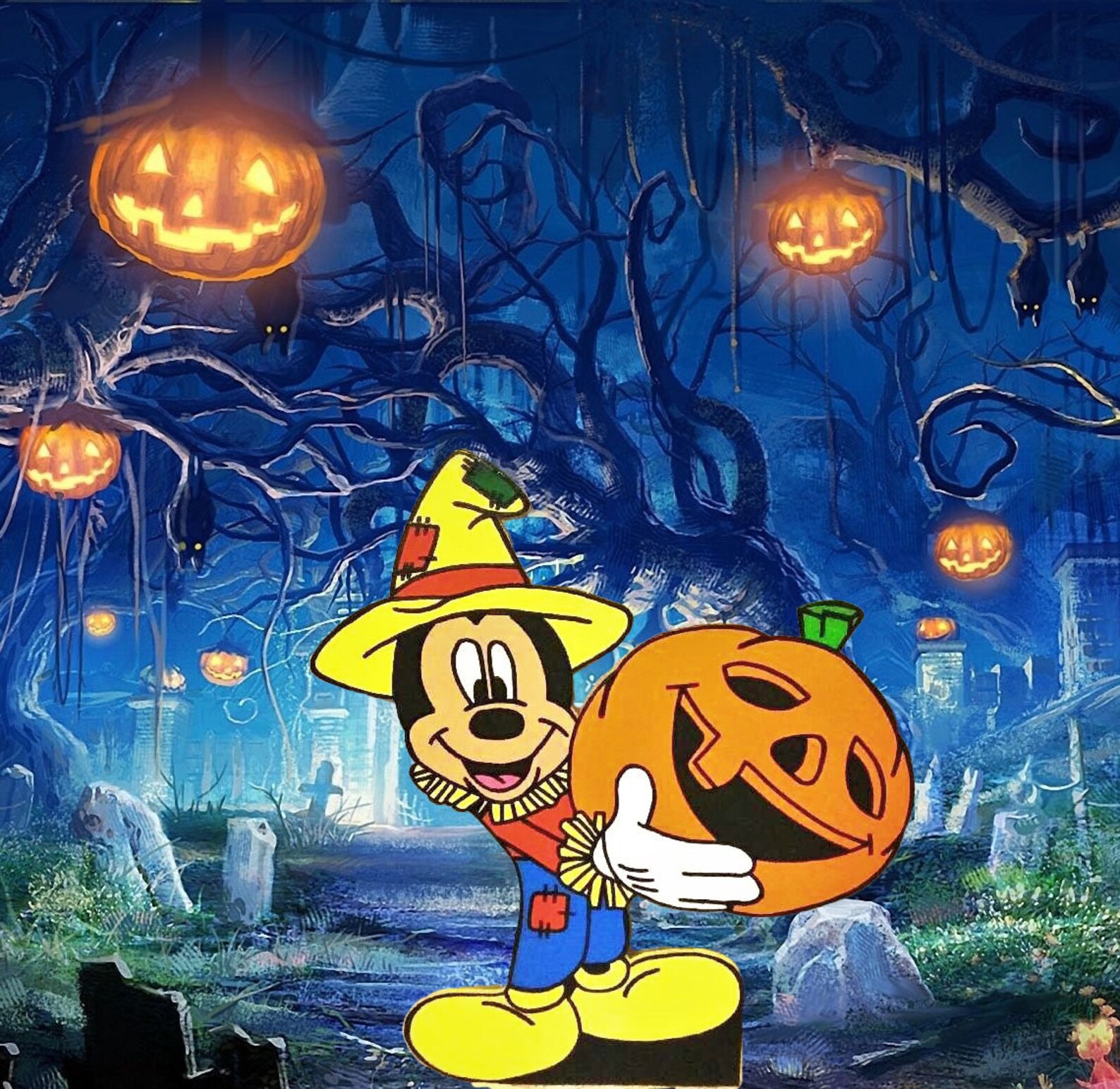 Hand Painted Disney Scarecrow Mickey Mouse Halloween/ Fall - Etsy