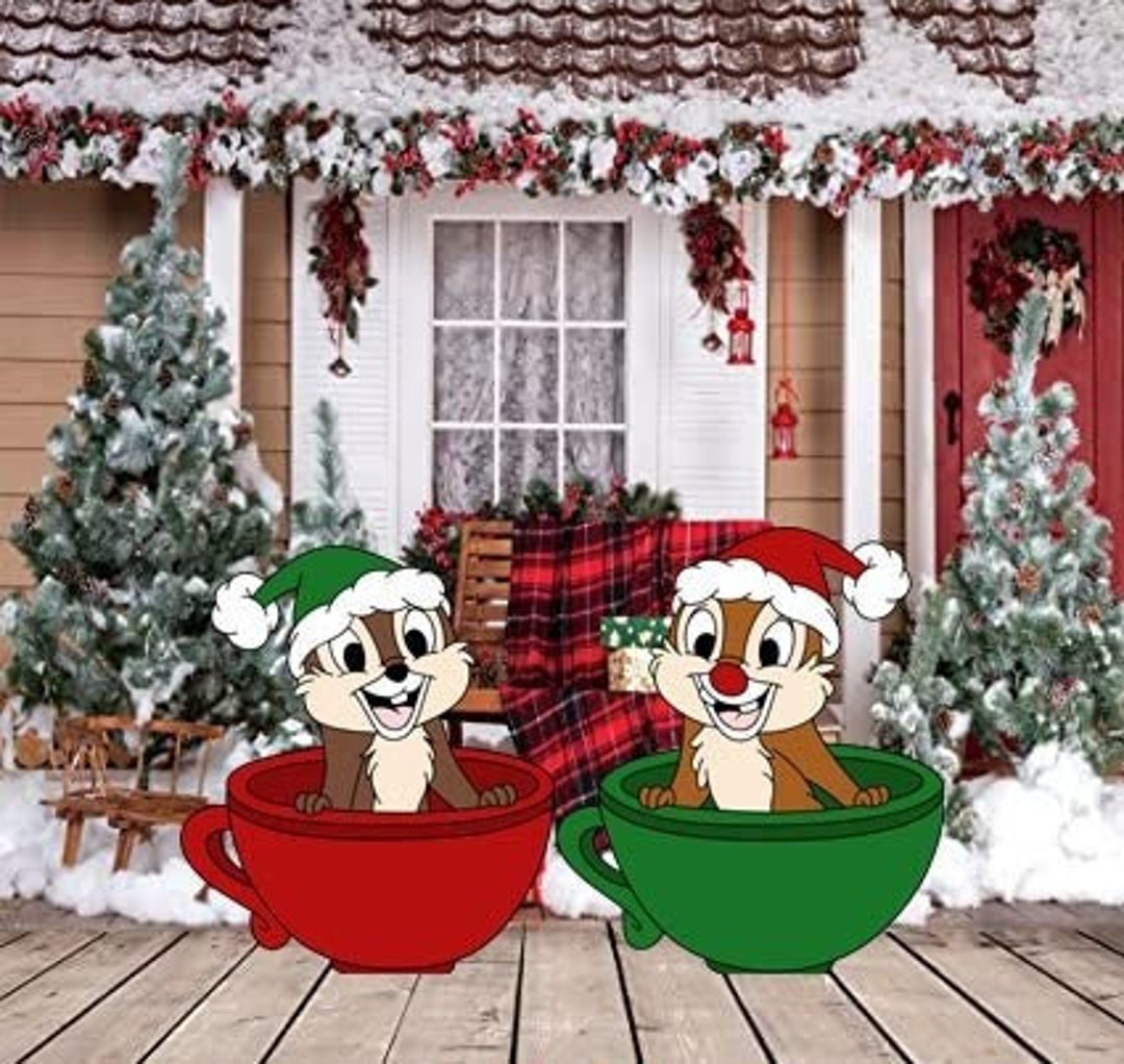 Hand Painted Disney Chip and Dale Teacup Christmas Yard Art/ Disney ...