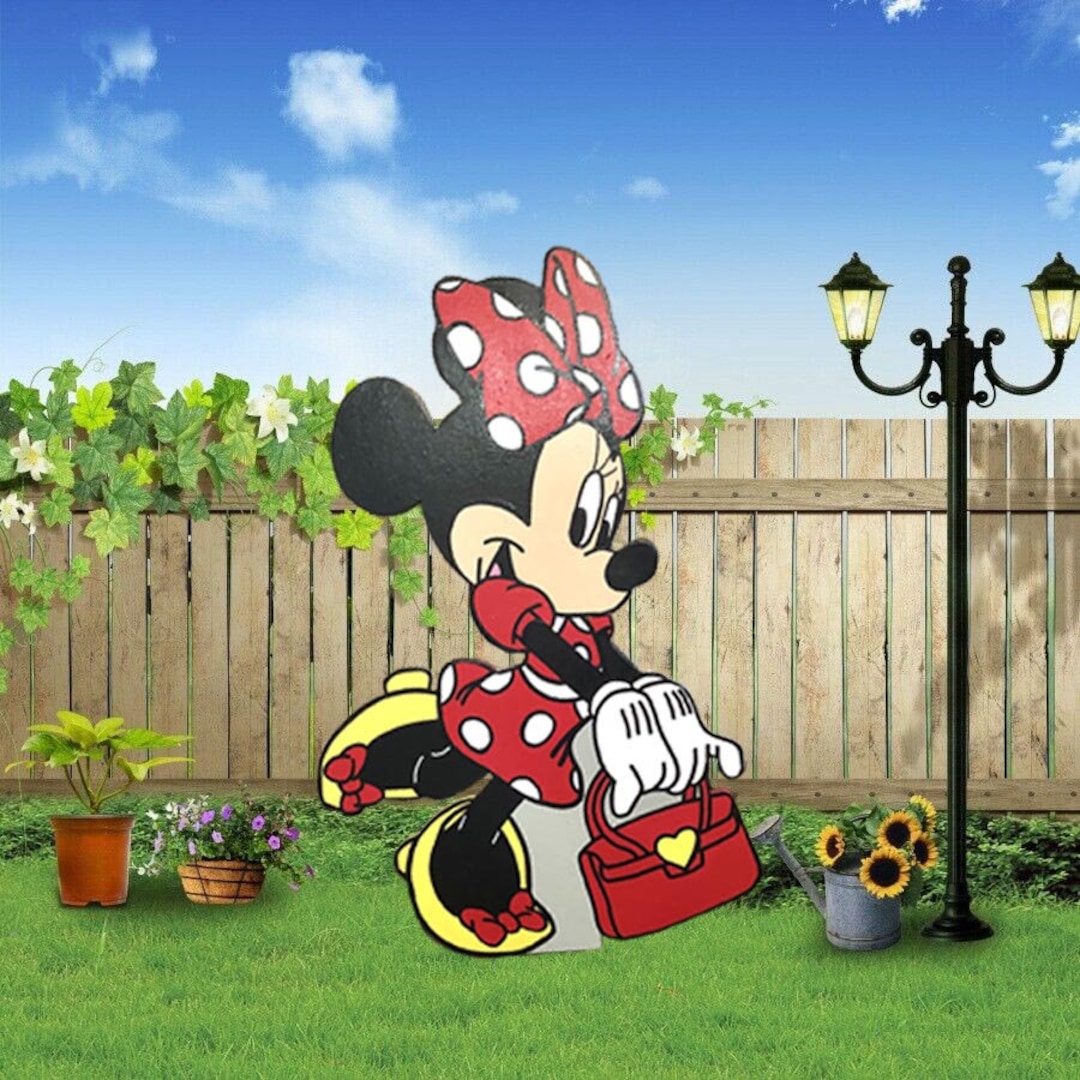 Hand Painted Disney Minnie Mouse Yard Art Set/disney Yard Art/ Disney ...