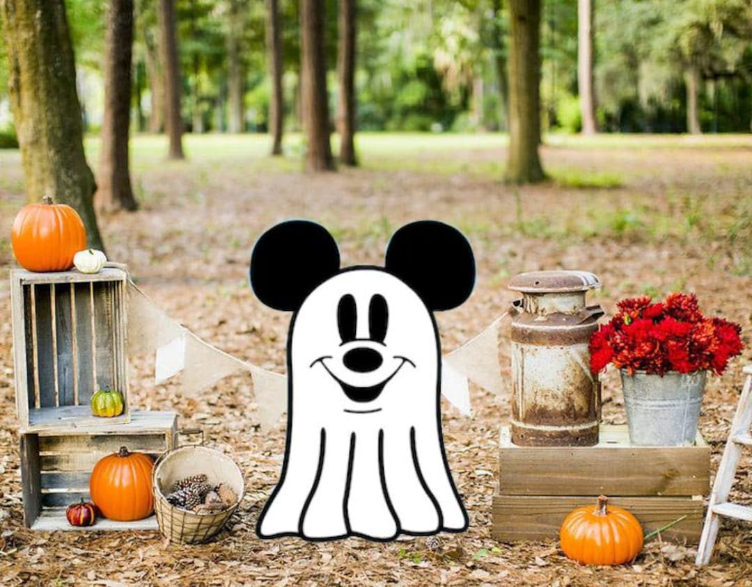 Hand Painted Mickey Mouse Ghost Halloween Yard Art - Etsy