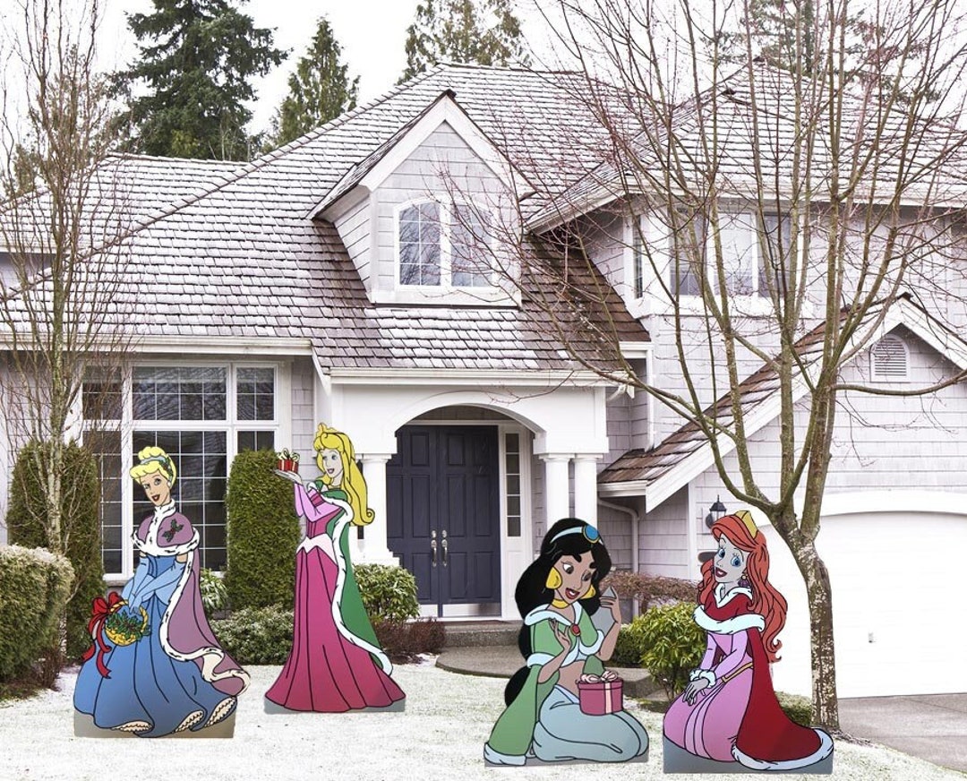 Hand Painted Disney Christmas Princess Yard Art/disney Yard Art/ Disney ...