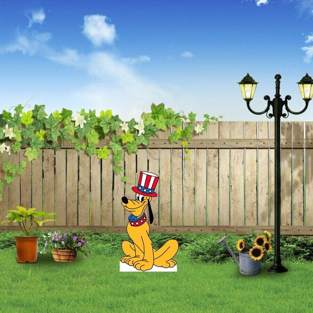 Hand Painted Disney Pluto 4th of July Yard Art/disney Yard Art/ Disney ...