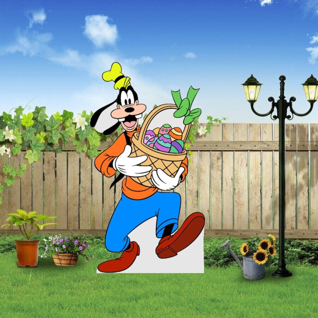 Hand Painted Disney Easter Goofy Yard Art/disney Yard Art/ Disney Yard ...