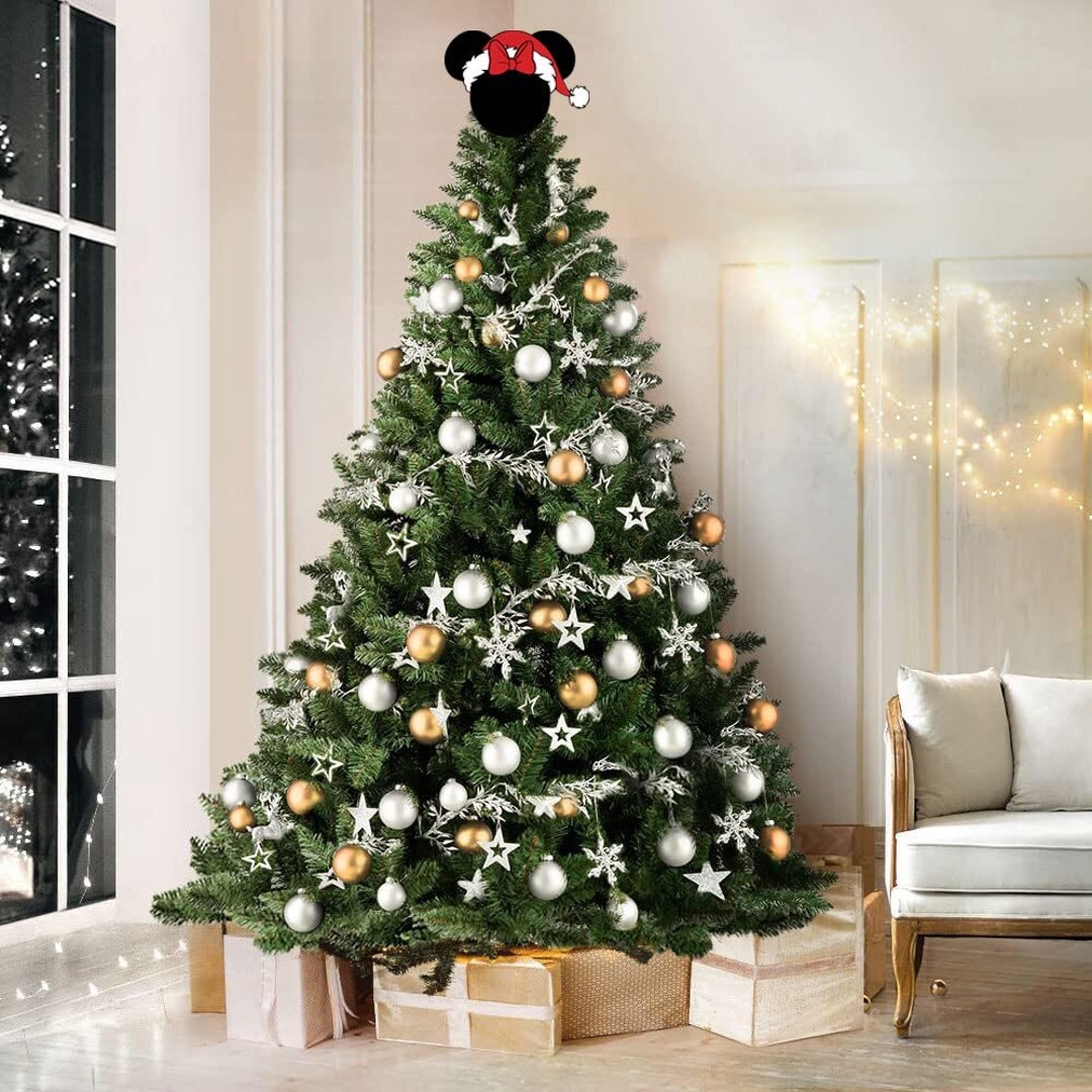 Hand Painted Disney Minnie Mouse Christmas Tree Topper/ Wooden Tree ...