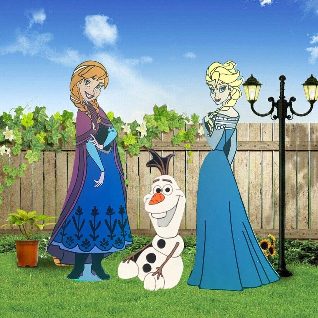 Hand Painted Disney's Frozen Elsa and Anna and Olaf Yard Art/ Frozen ...