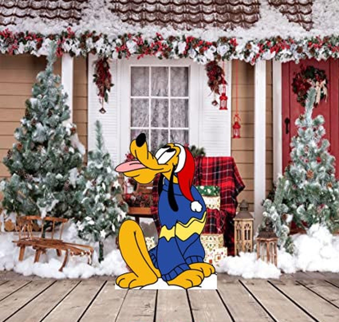 Hand Painted Disney Pluto Eating Snow CHRISTMAS Yard Art Set/disney ...