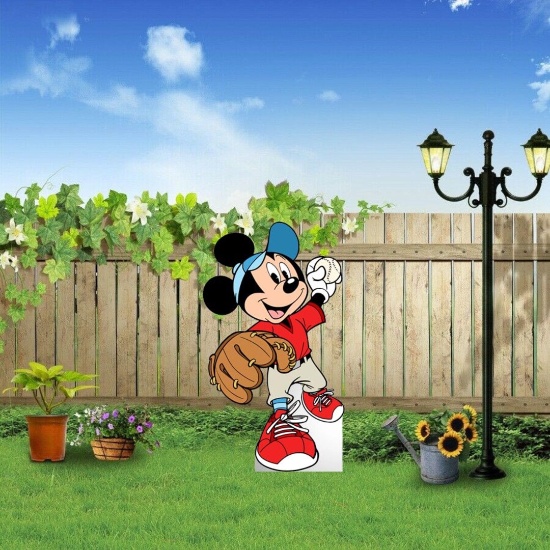 Hand Painted Disney Mickey Mouse Baseball Yard Art/disney Yard Art ...