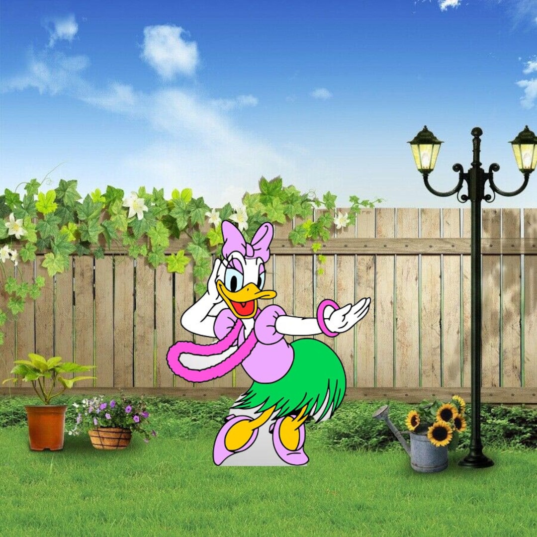 Hand Painted Disney Summer Hula Daisy Duck Yard Art Set/disney Yard Art ...