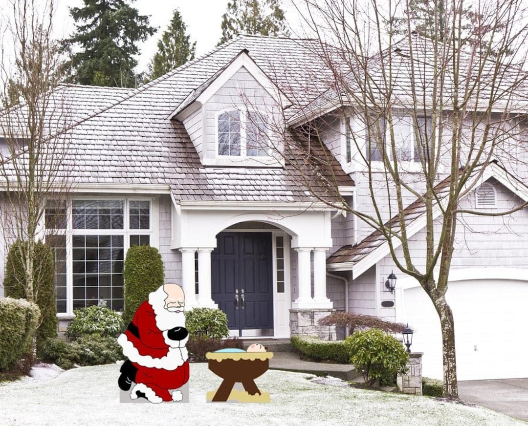 Hand Painted Santa Kneeling With Baby Jesus Yard Art/christmas Yard Art ...