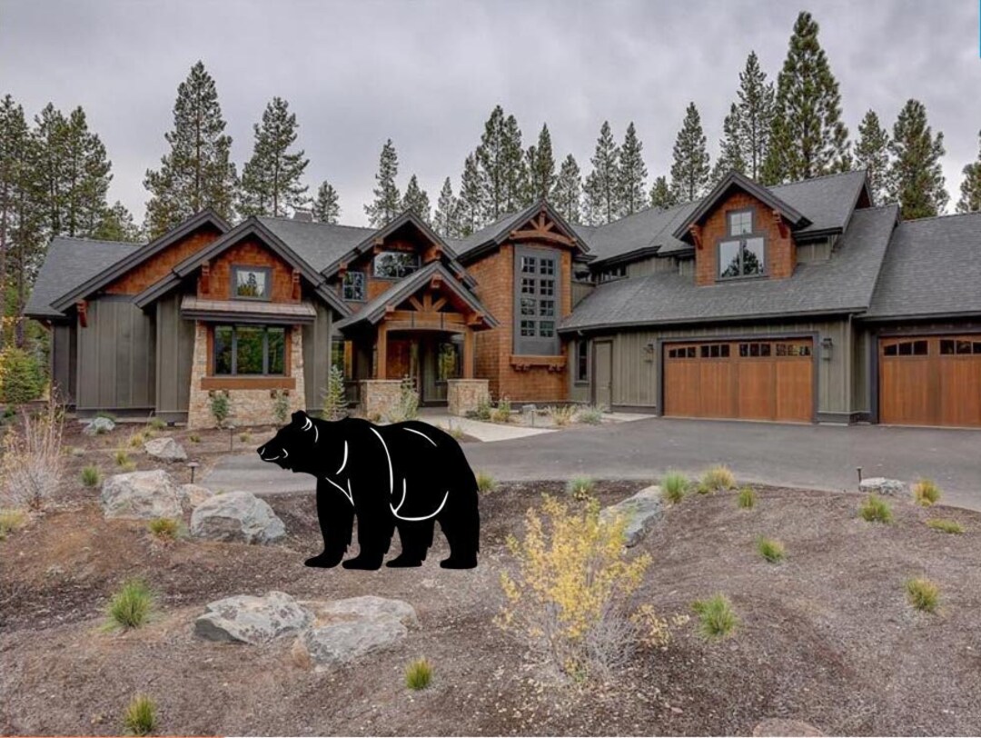 Hand Painted Black Bear Silhouette/ Cabin Decor/ Mountain Decor/ Bear ...
