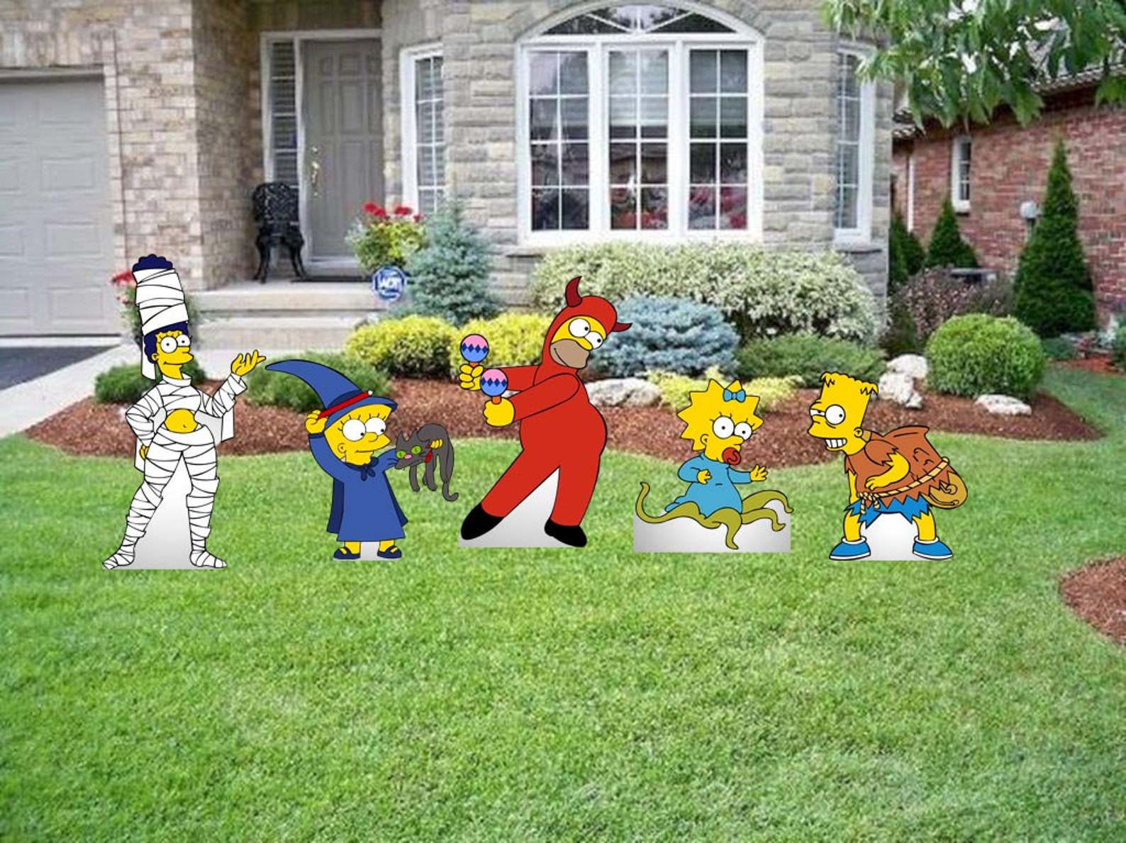 Hand Painted the Simpsons Halloween Set of 5 Yard Art/ Christmas Yard ...