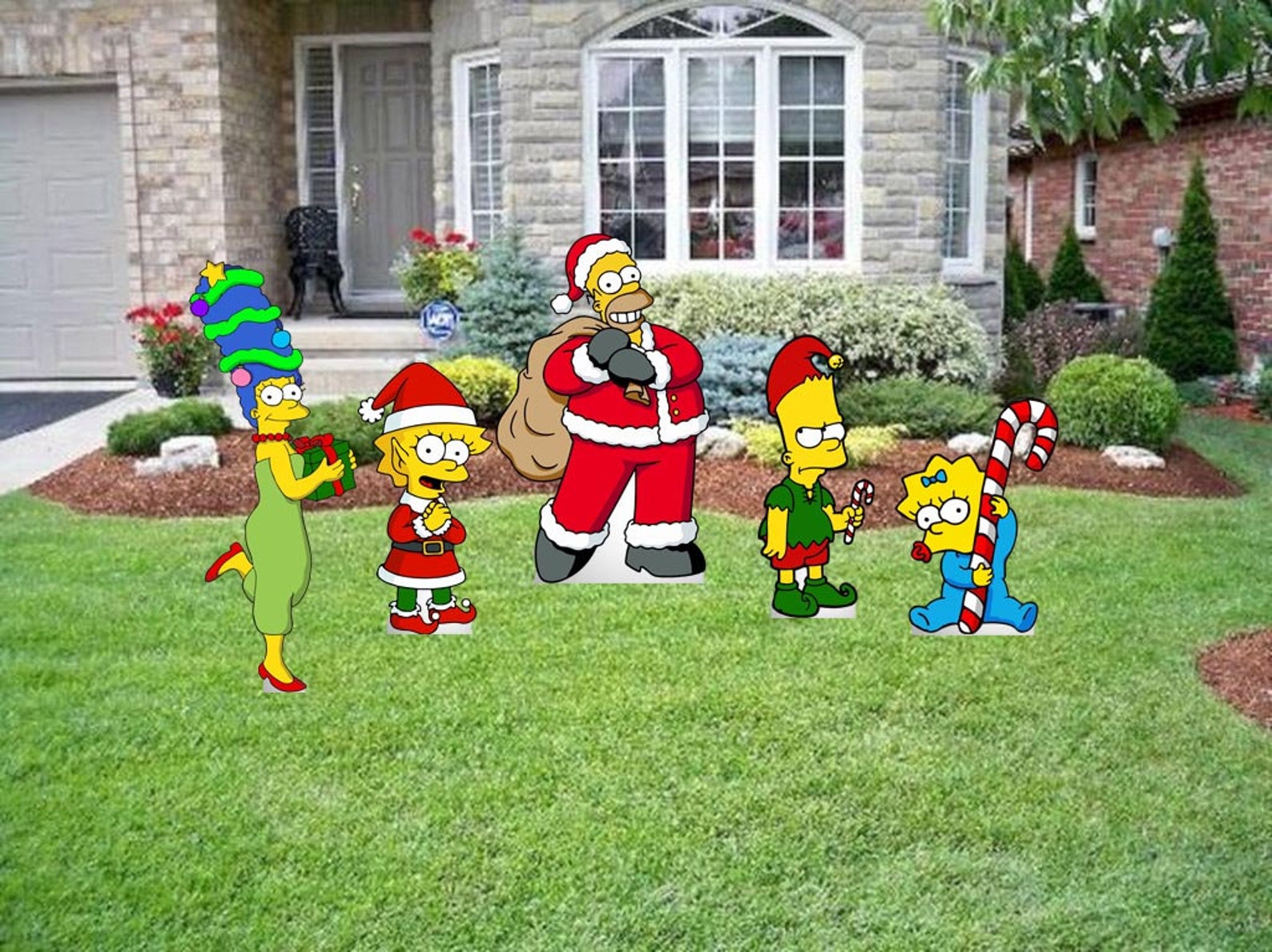 Hand Painted the Simpsons Christmas Set of 5 Yard Art/ Christmas Yard ...