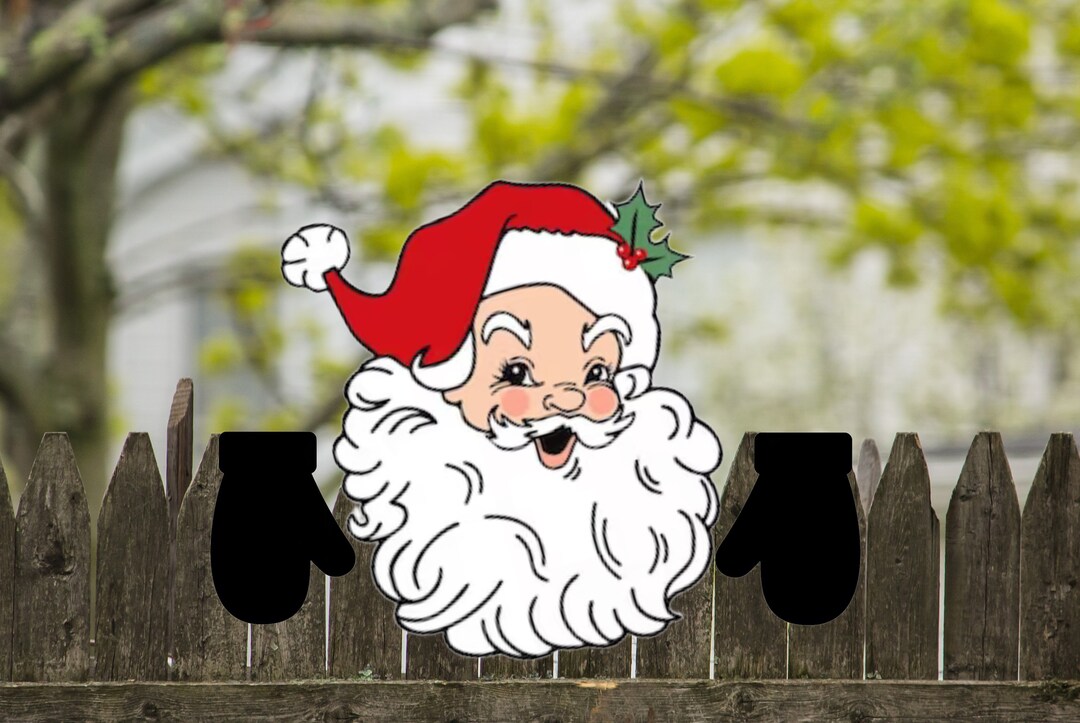Christmas Santa Fence Peeker/ Christmas Fence Peeker/ Christmas Outdoor ...