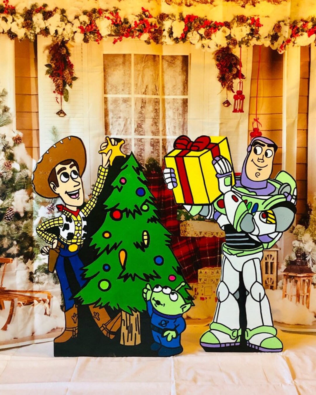 Hand Painted Disney Toy Story Christmas Yard Art Set/disney Yard Art ...