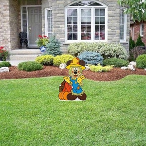 Hand Painted Disney Scarecrow Mickey and Minnie Mouse Halloween/ Fall ...