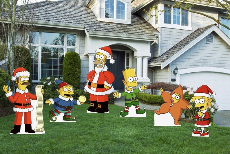 Hand Painted the Simpsons Christmas Set of 6 Yard Art/ Christmas Yard ...