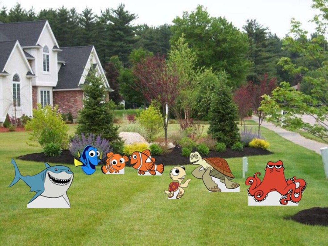 Hand Painted Disney Finding Nemo Group Set of 7/disney Yard Art ...
