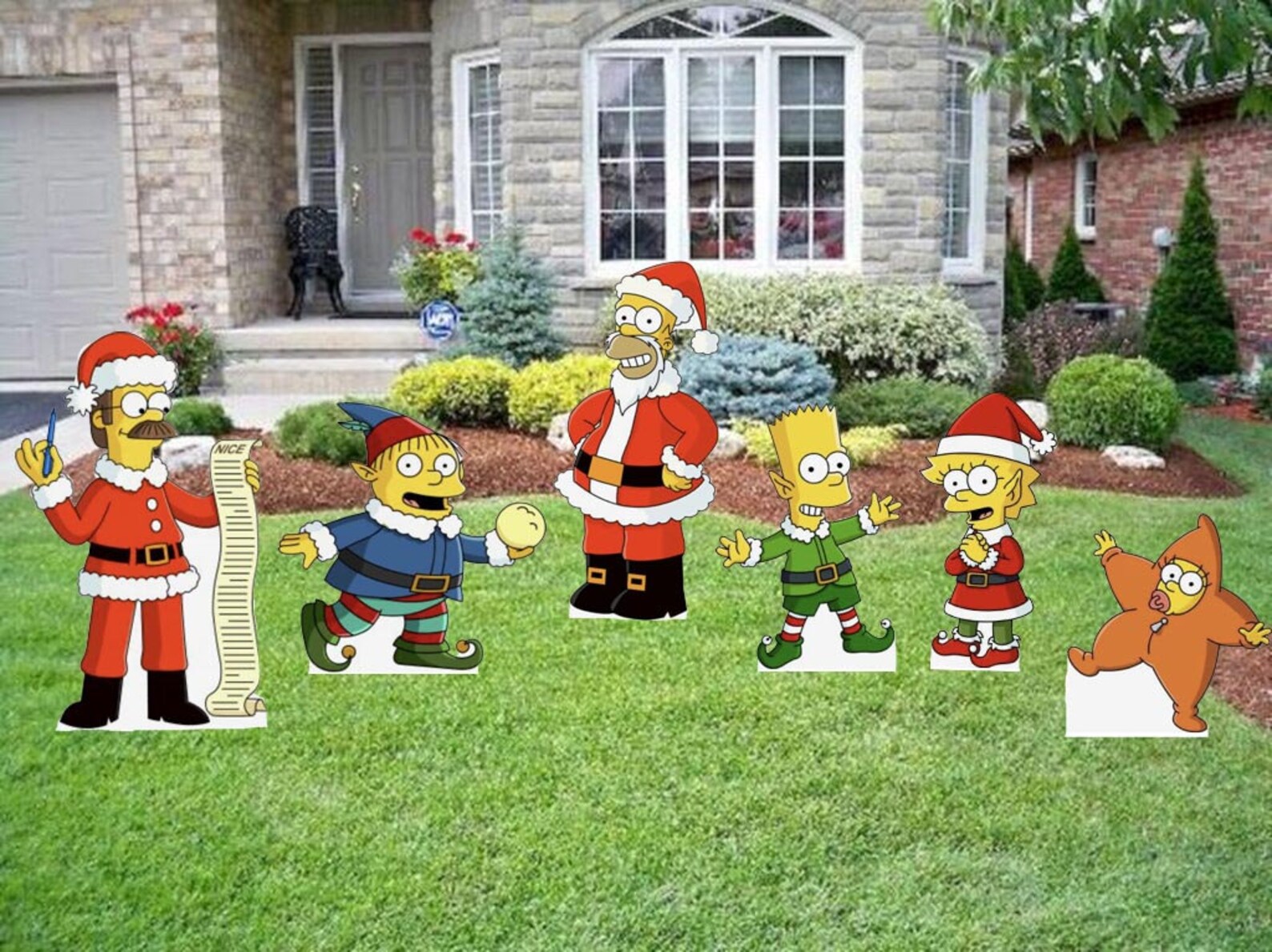 Hand Painted the Simpsons Christmas Set of 6 Yard Art/ Christmas Yard ...
