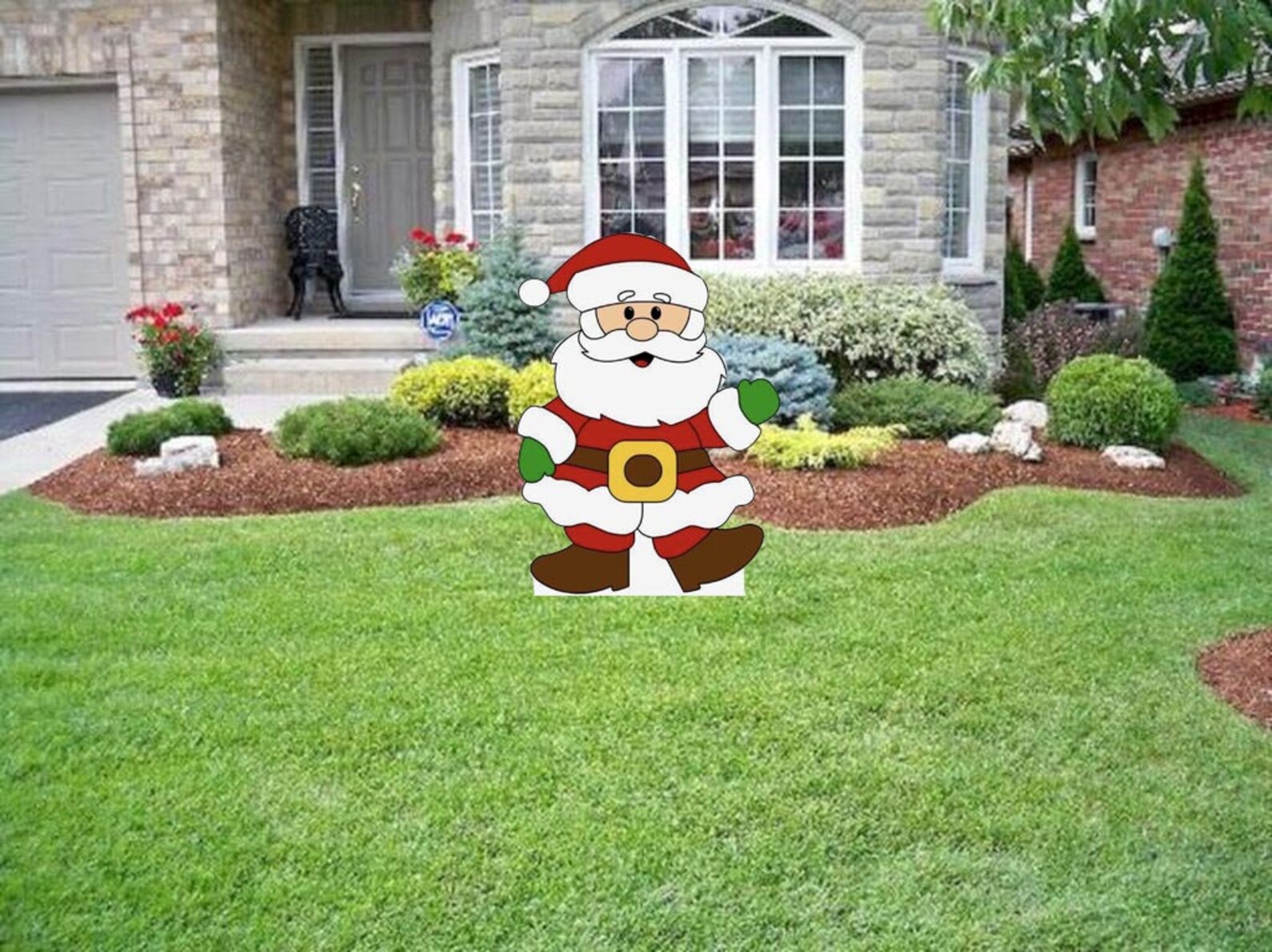 Hand Painted Santa Yard Art/christmas Yard Art/ Santa Yard Decor ...