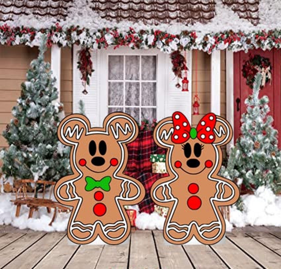 Hand Painted Disney Mickey and Minnie Gingerbread CHRISTMAS Yard Art ...