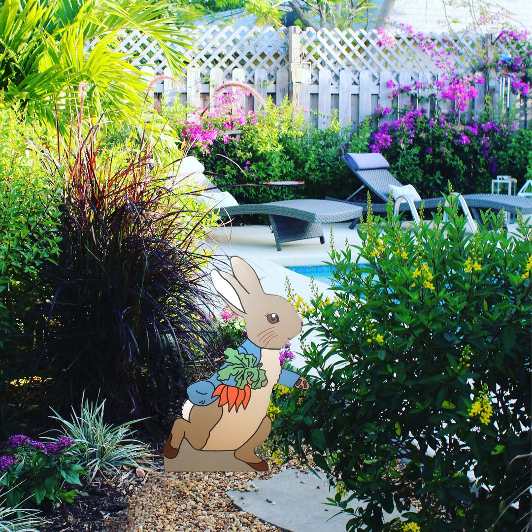 Hand Painted Peter Rabbit Yard Art Set/ Easter Yard Decoration/ Easter ...