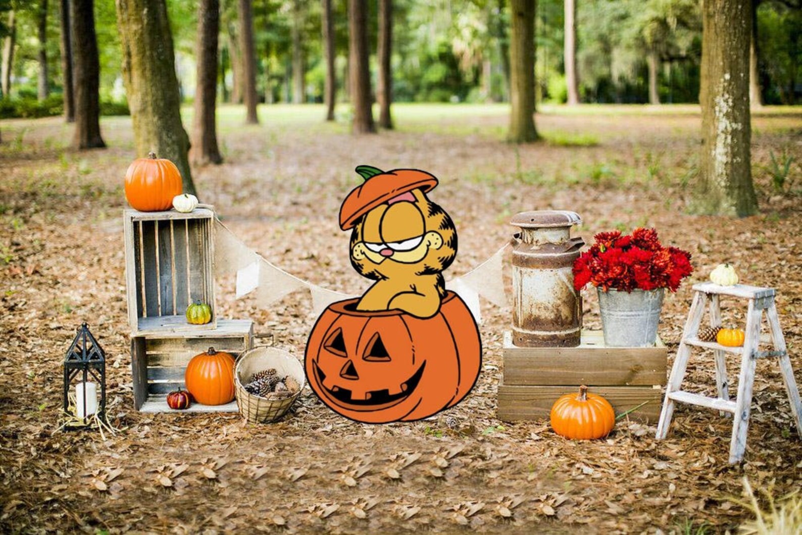 Hand Painted Garfield Pumpkin Halloween Yard Art/ Halloween - Etsy