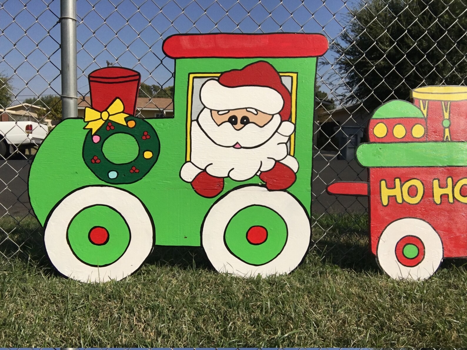 Hand Painted Christmas Train Yard Art - Etsy