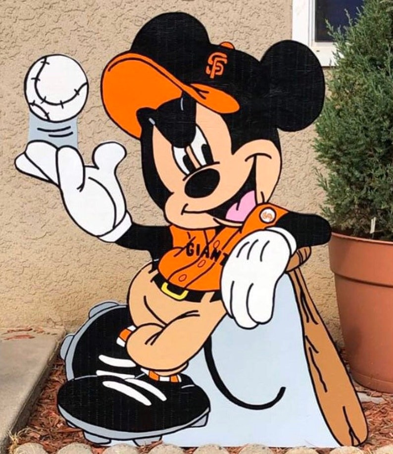 Hand Painted Disney Mickey Mouse Giants Baseball Yard - Etsy