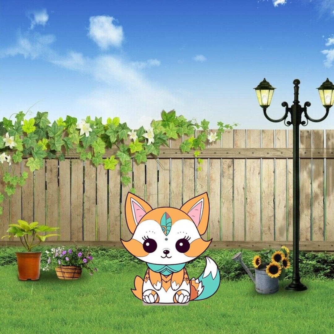 Hand Painted Cute BOHO Woodland Fox Yard Art/ Cabin Decor/ Mountain ...