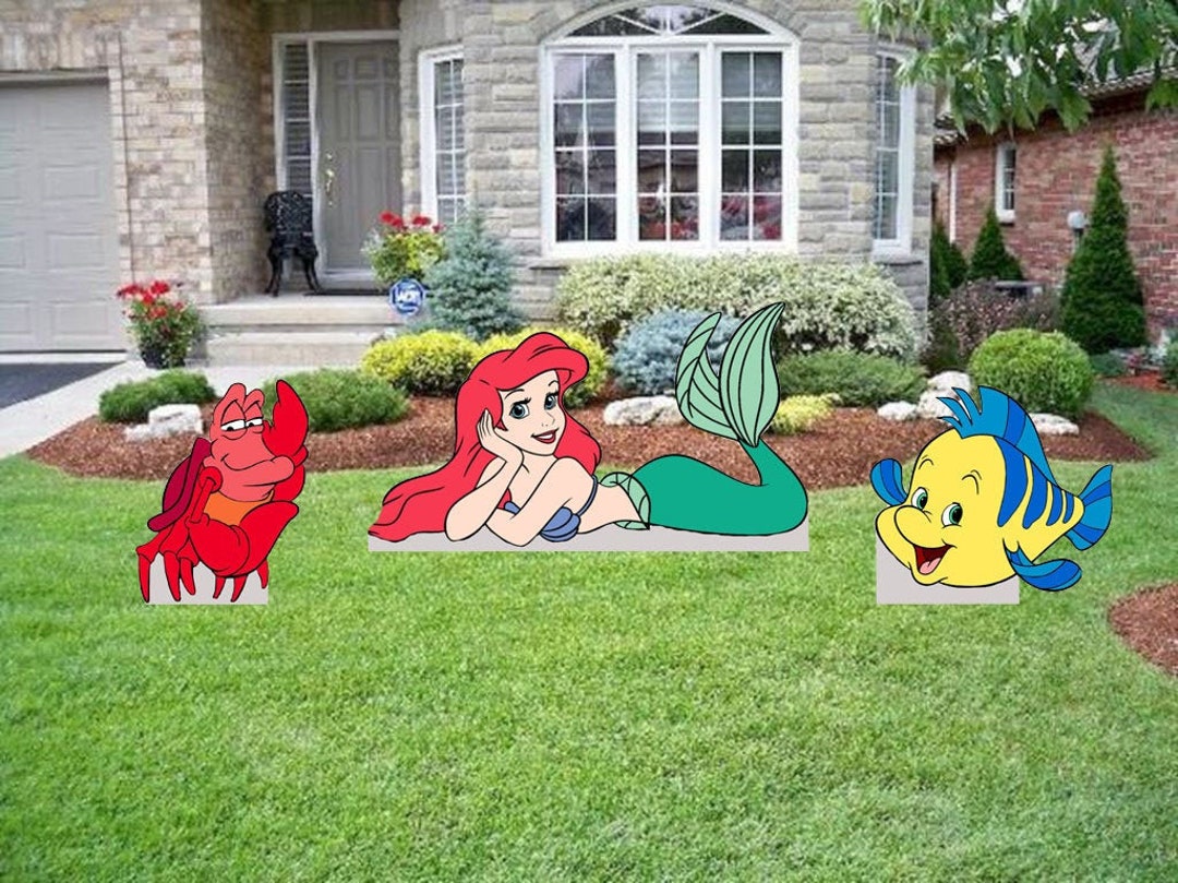 Hand Painted Disney's Little Mermaid Yard Art/ Disney Yard Art/ Disney ...