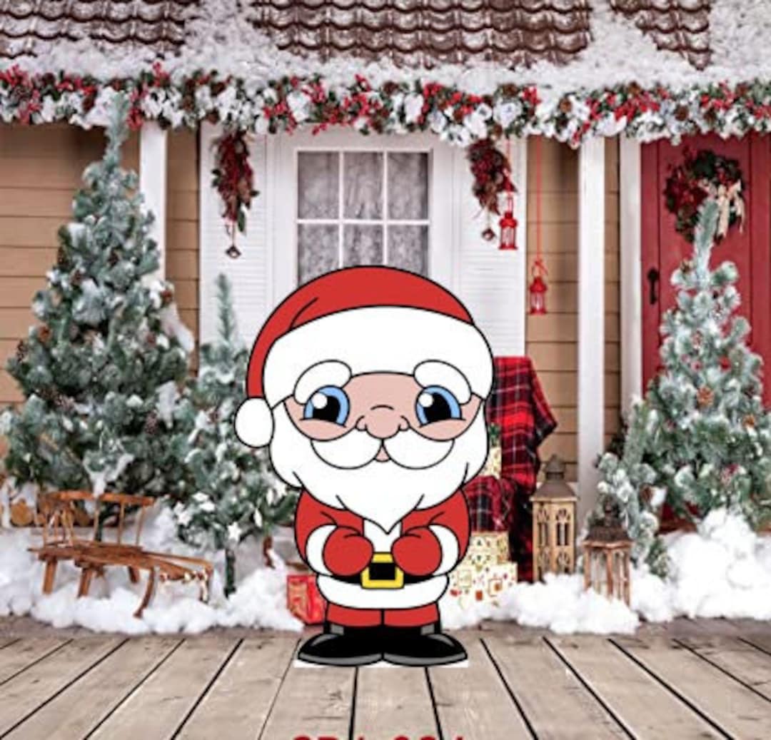 Cute Santa Yard Art/christmas Yard Art/ Santa Yard Decor/ Christmas ...