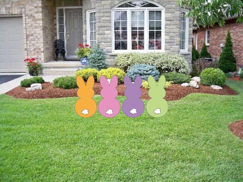 Hand Painted Easter Bunny 4pc Yard Art Set/ Easter Yard - Etsy